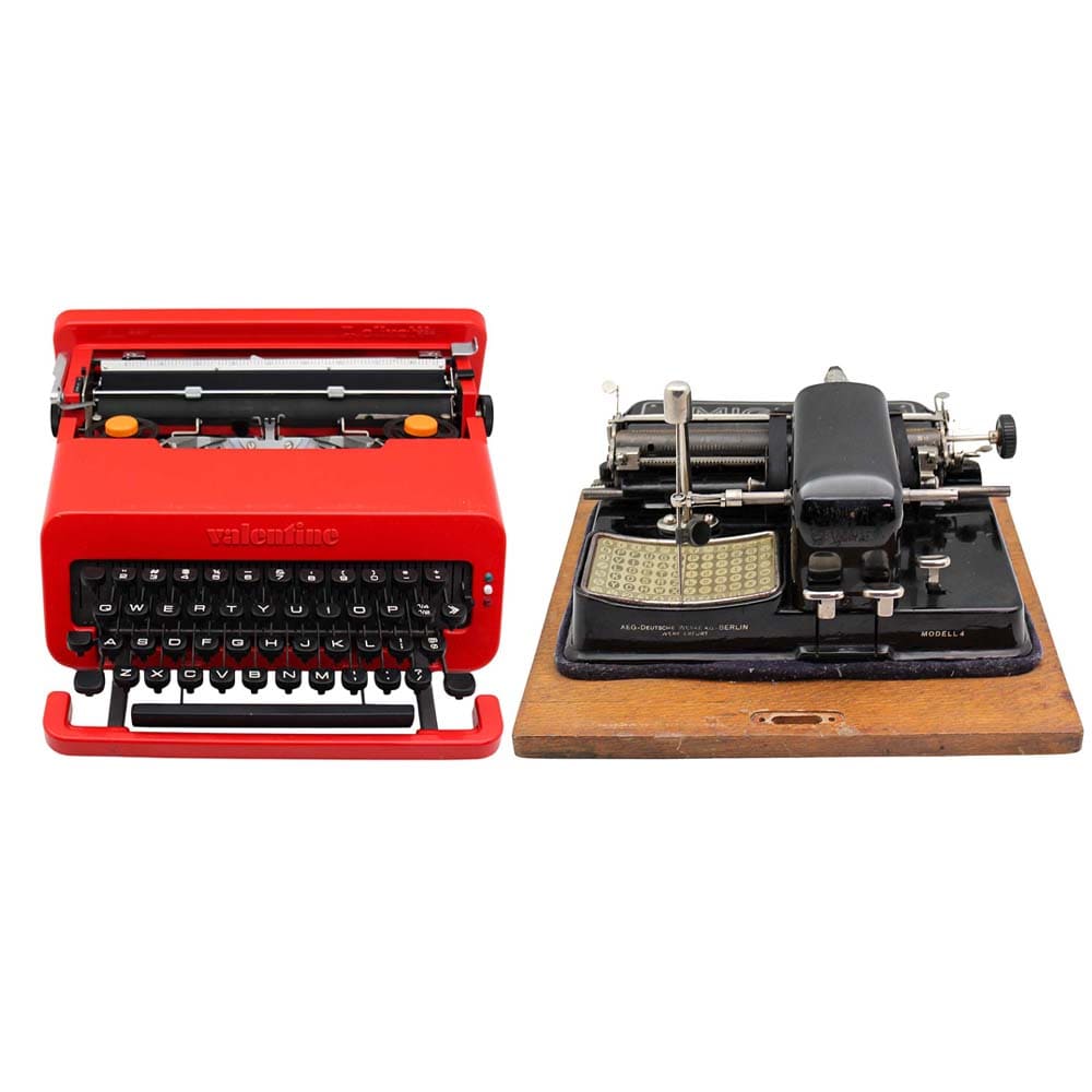 1928 Mignon No. 4 Typewriter & 1969 Olivetti Valentine Typewriter ...
