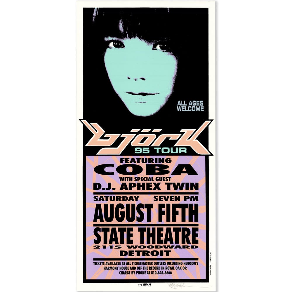 Björk: Post Tour, 1995, Detroit, Original Hand Signed Poster – Gold ...