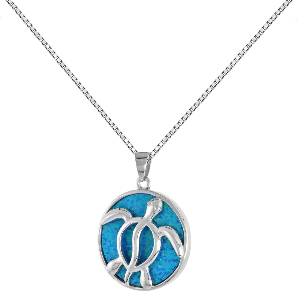 Sterling Silver Mosaic Opal Hawaii Honu Sea Turtle Pendant – Gold ...