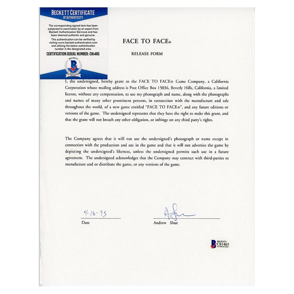 Face to Face Board Game Celebrity Autograph - Andrew Shue – Gold ...