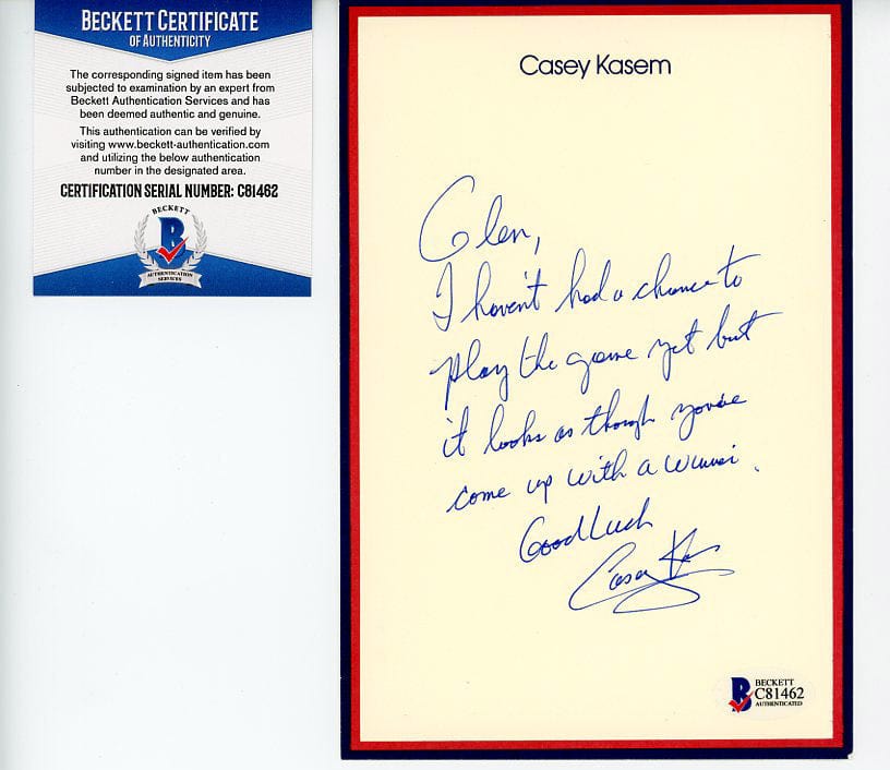 Face to Face Board Game Celebrity Autograph - Casey Kasem – Gold ...