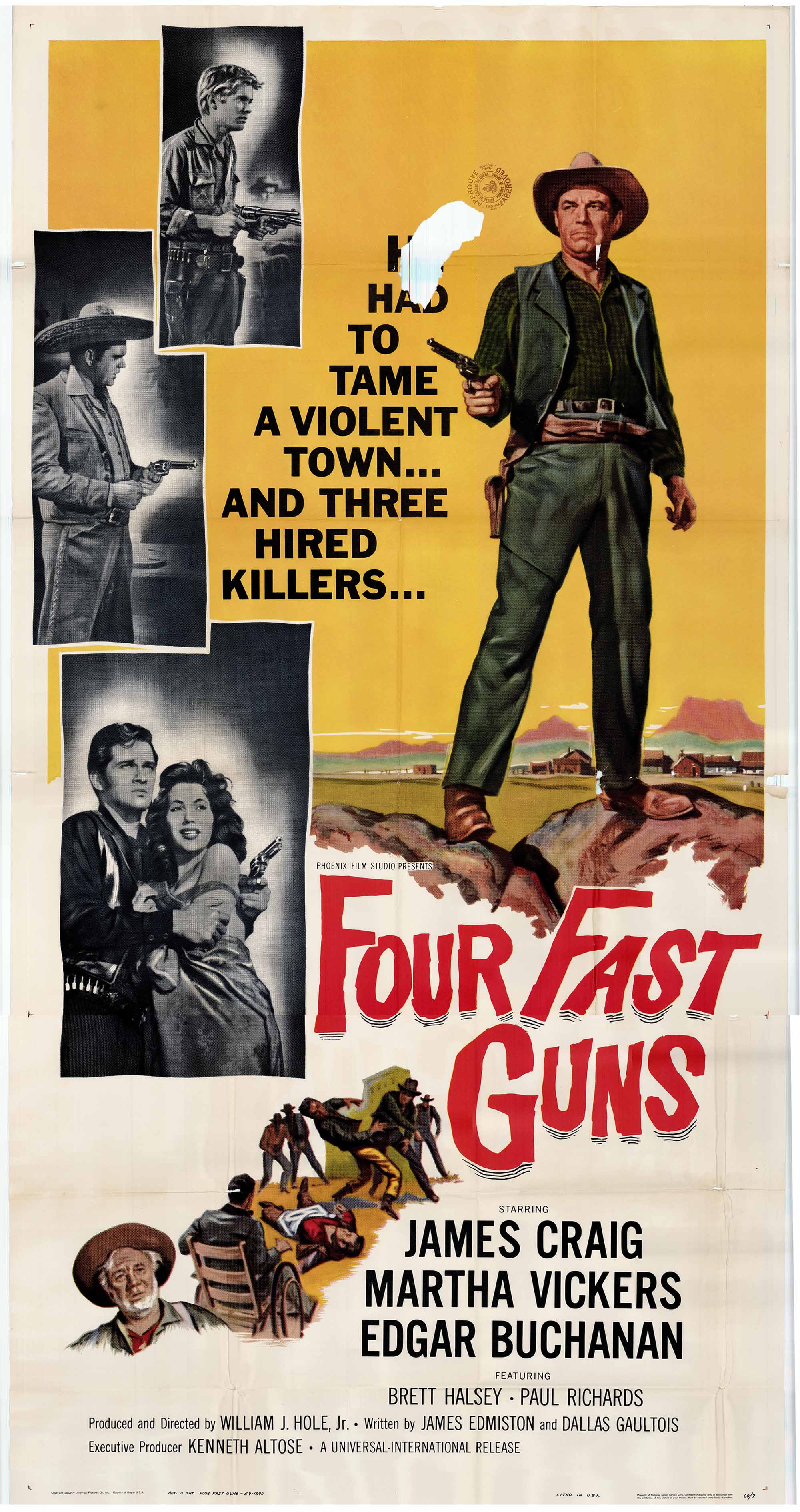 Four Fast Guns: Original Three Sheet Movie Poster, 1960 – Gold & Silver ...