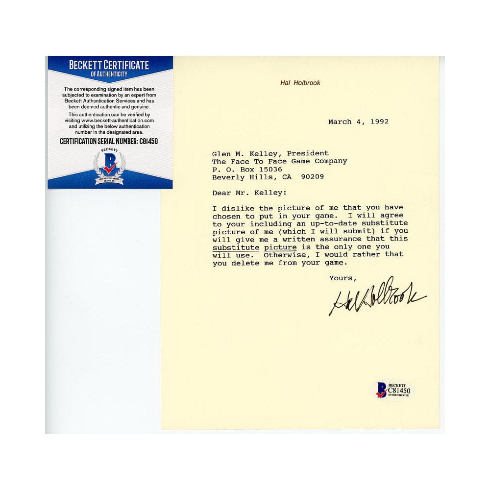 Face to Face Board Game Celebrity Autograph - Hal Holbrook – Gold ...