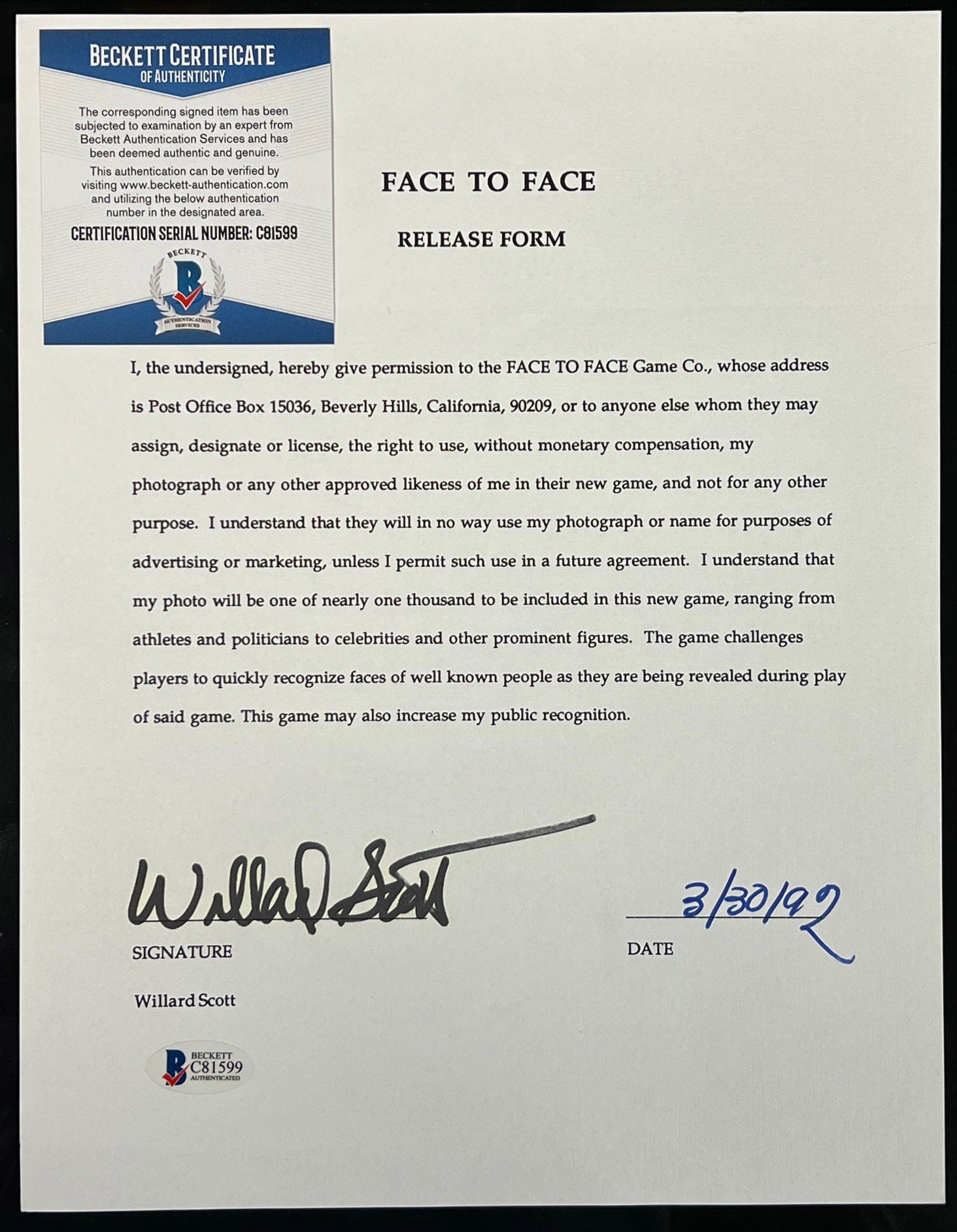 Certificate Of Authenticity Template Autograph